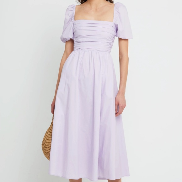 o.p.t. | Dresses | Opt River Dress S 0 Cotton Puff Sleeves Poplin Midi ...